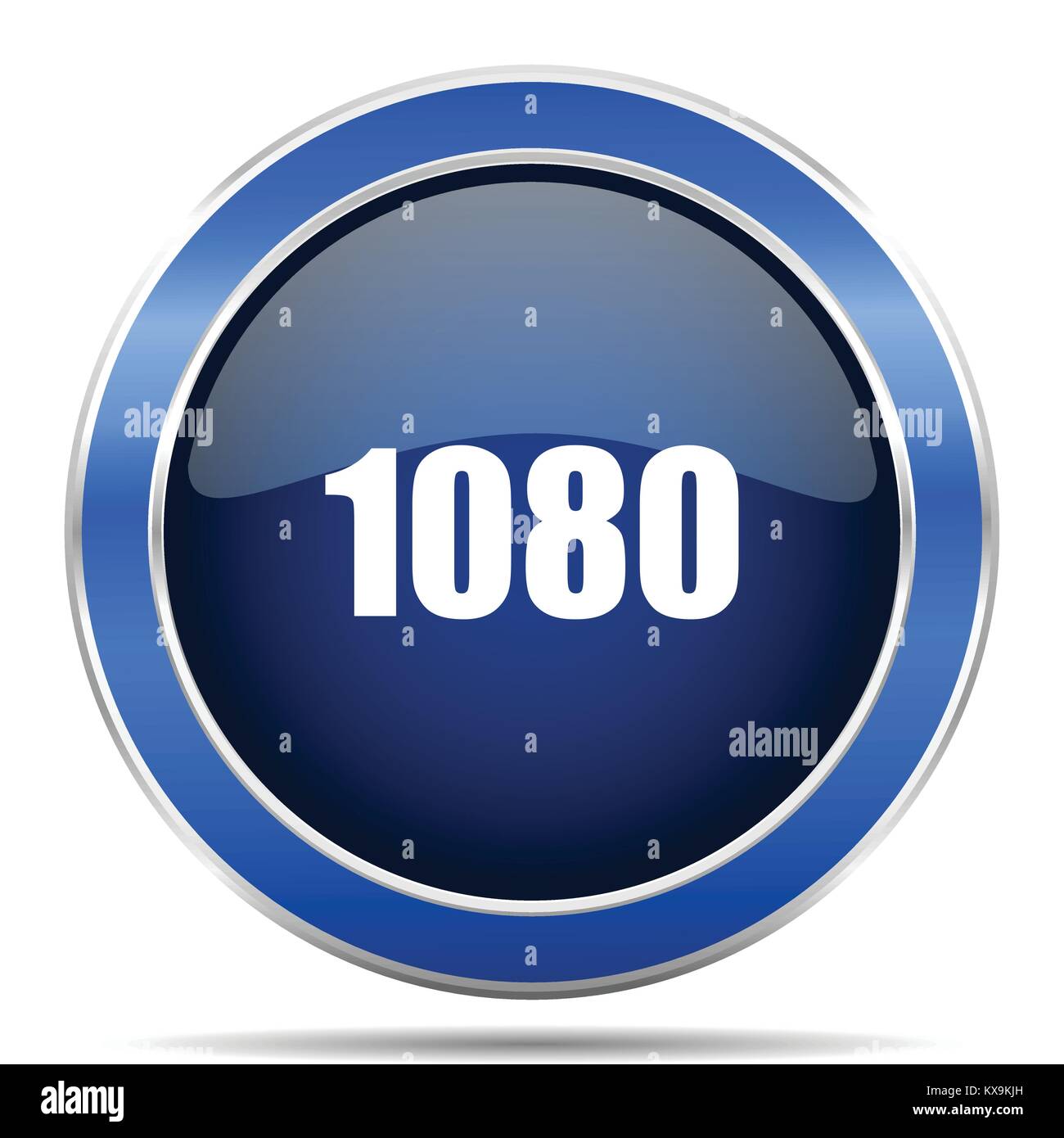 1080 vector icon. Modern design blue silver metallic glossy web and ...