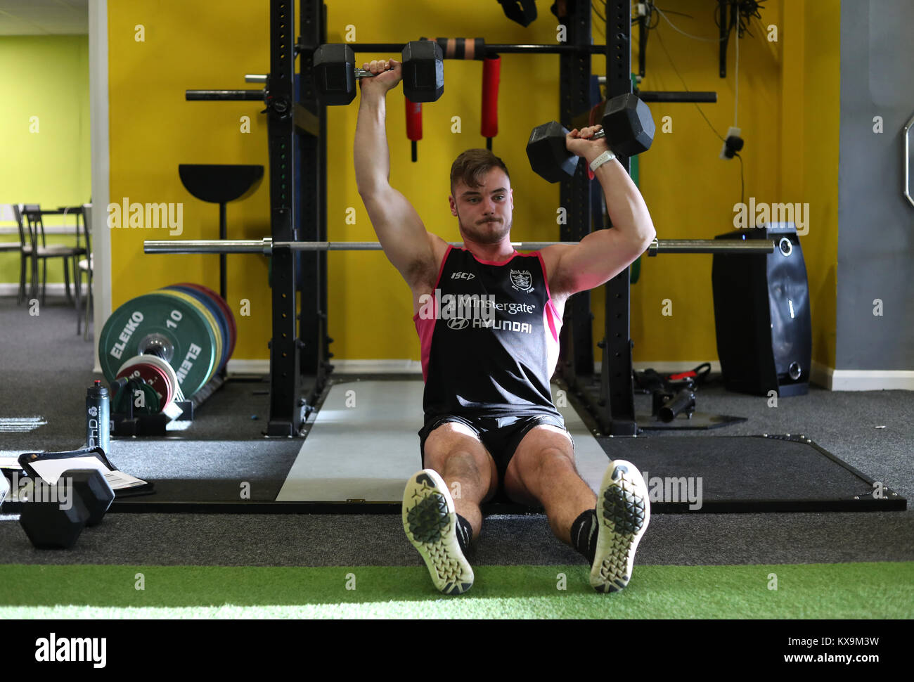 Hull FC's Jack Logan works out in the gym during the media day at the ...