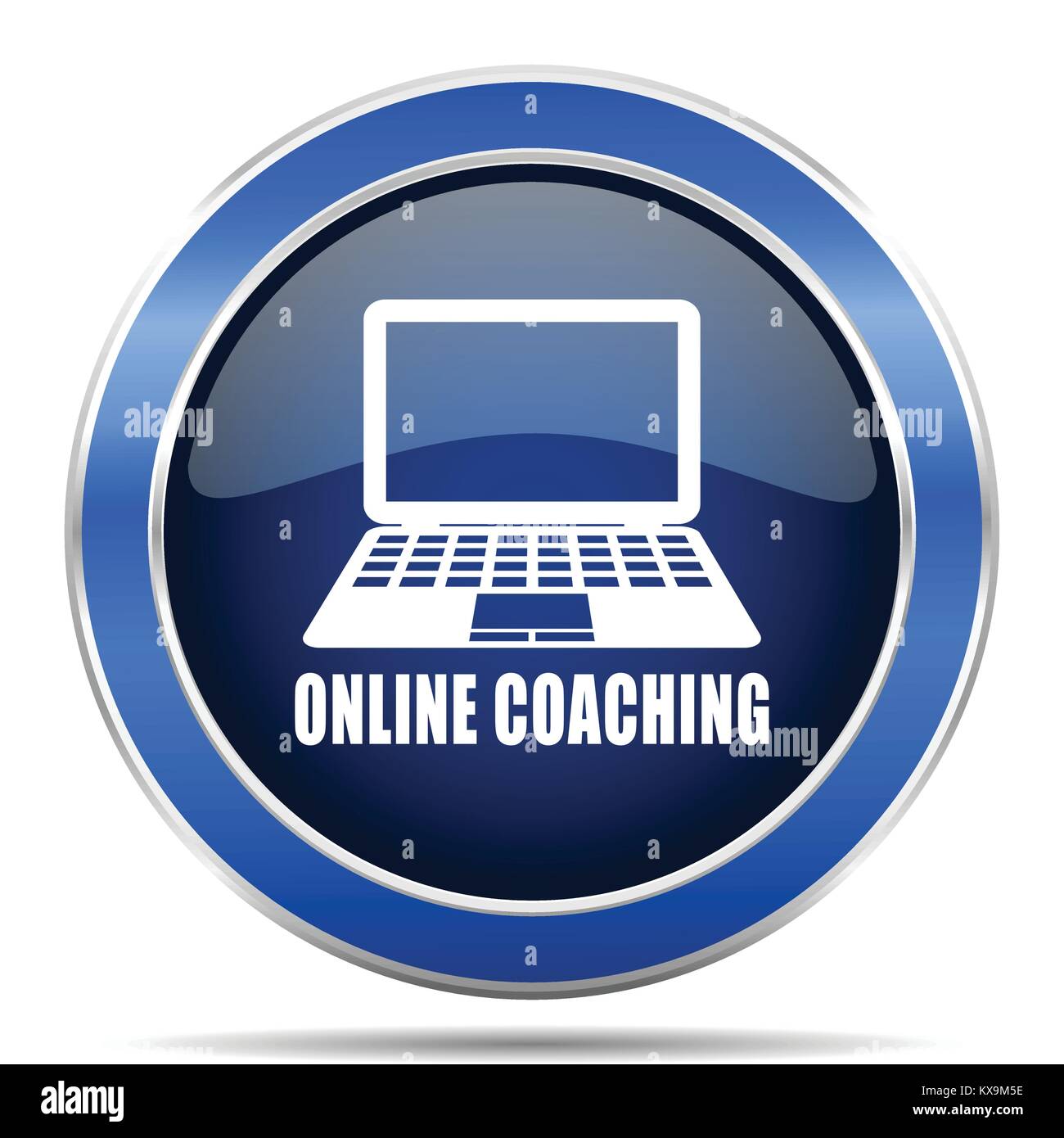 Online coaching vector icon. Modern design blue silver metallic glossy ...