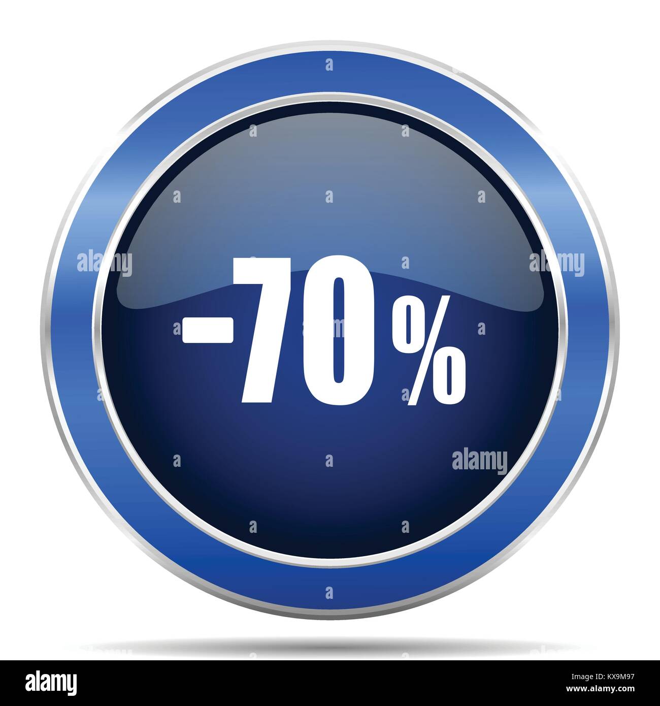 70 percent sale retail vector icon. Modern design blue silver metallic ...
