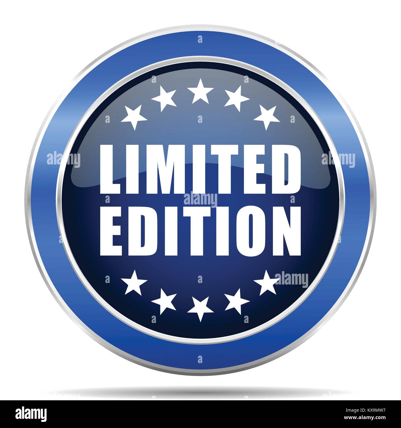 Limited edition vector icon. Modern design blue silver metallic glossy ...