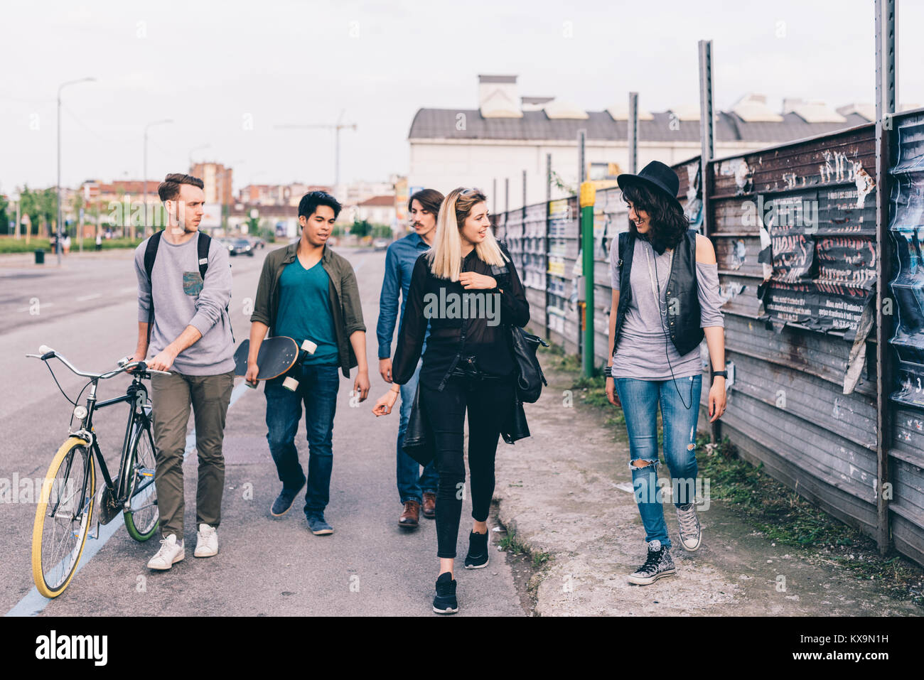 group of friends multiethnic walking outdoor having fun - friendship ...