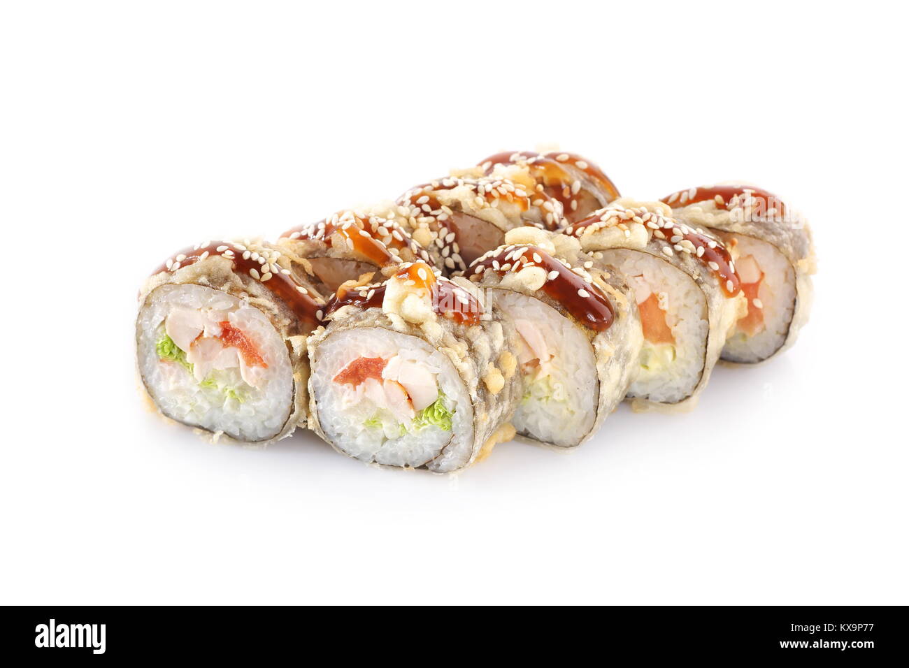 hot sushi roll philadelphia on a white background isolated Stock Photo ...