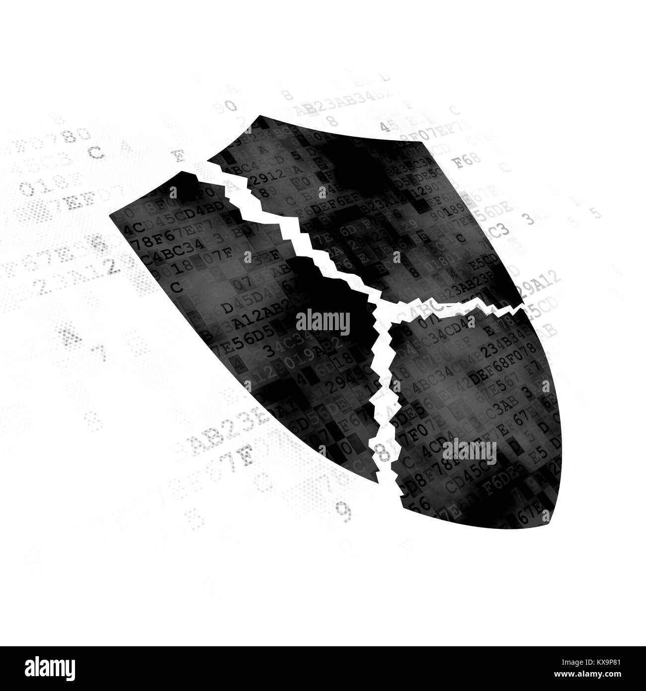 Protection concept: Broken Shield on Digital background Stock Photo - Alamy