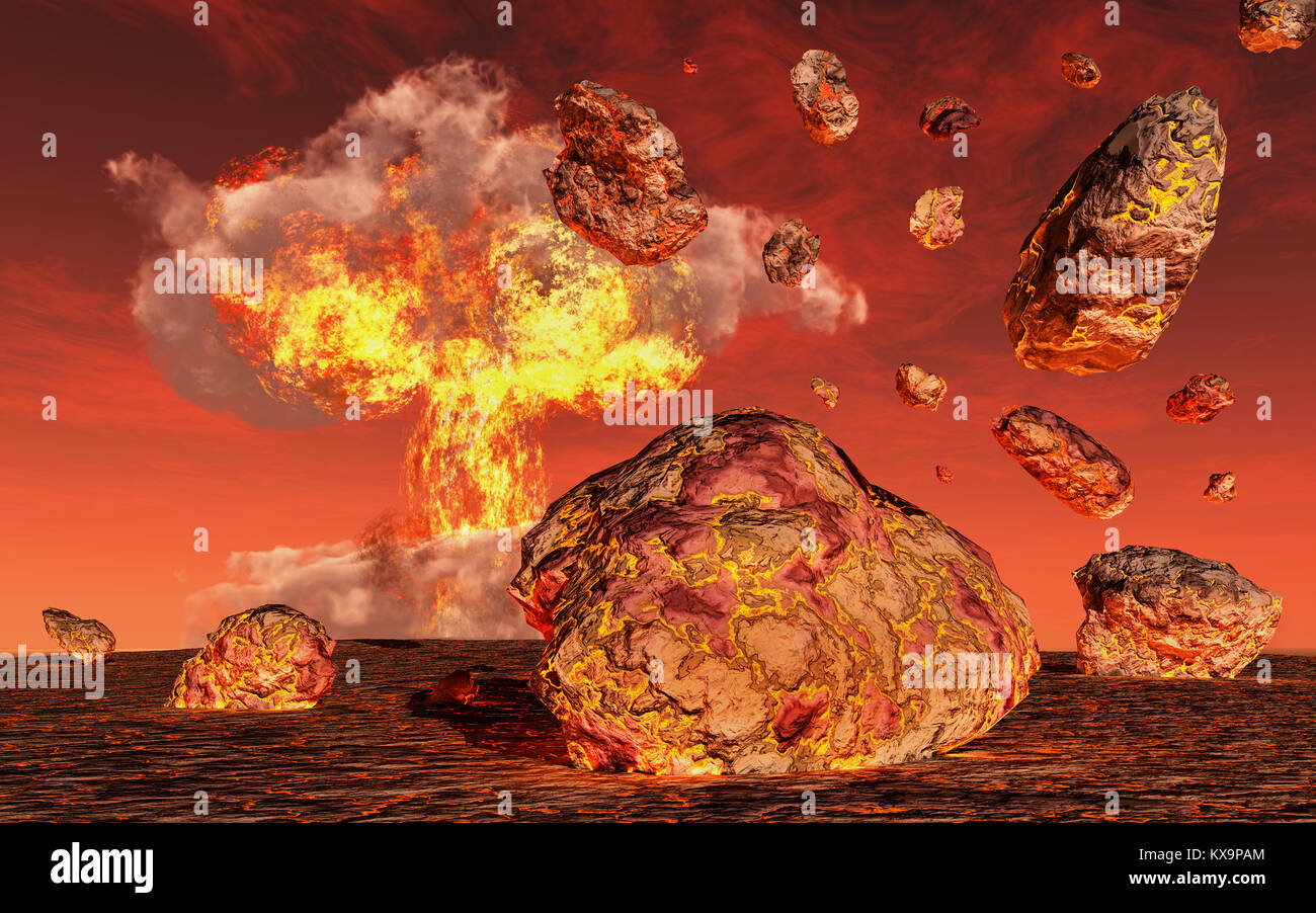 A Massive Asteroid Hitting Mars Stock Photo - Alamy