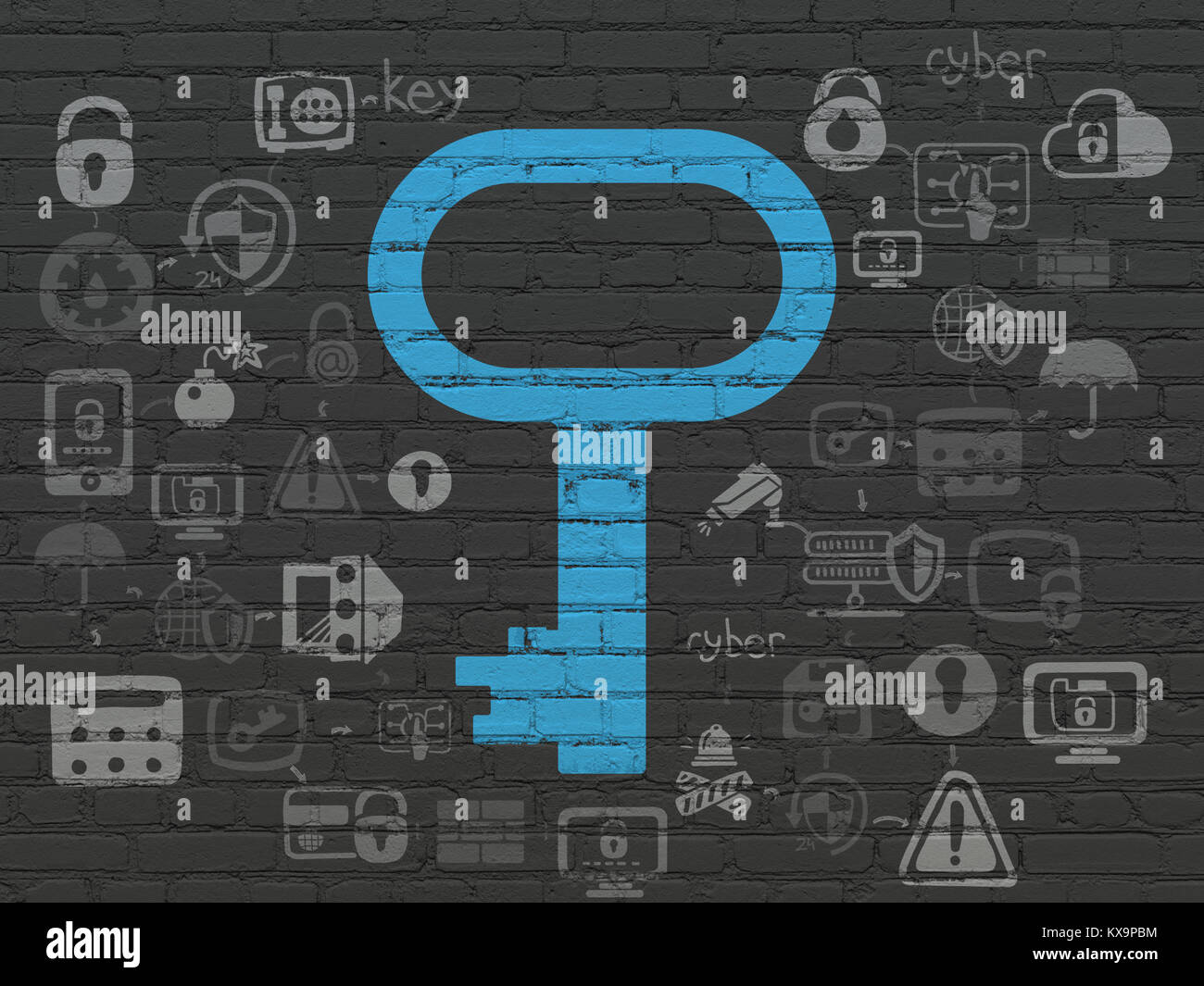 Protection concept: Key on wall background Stock Photo - Alamy