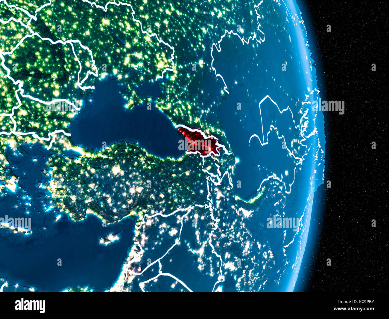 Highlighted satellite image of georgia hi-res stock photography and ...