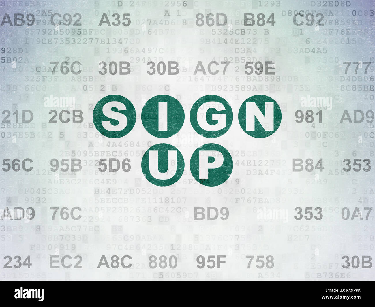 Web development concept: Sign Up on Digital Data Paper background Stock ...