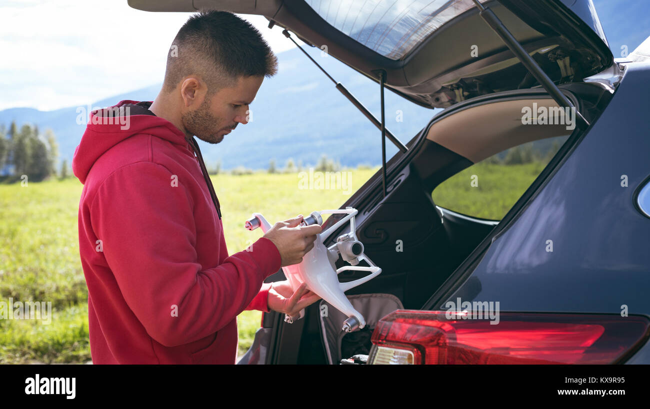 Process of setting up a drone before fly Stock Photo - Alamy
