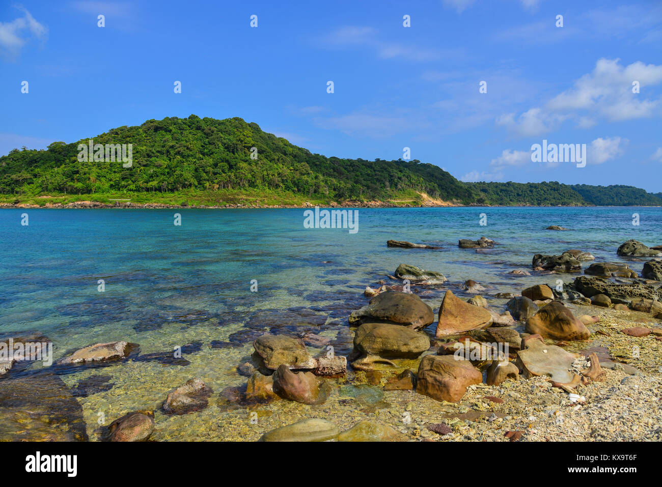 Beautiful beach on Tho Chau island at summer day in Southern Vietnam ...