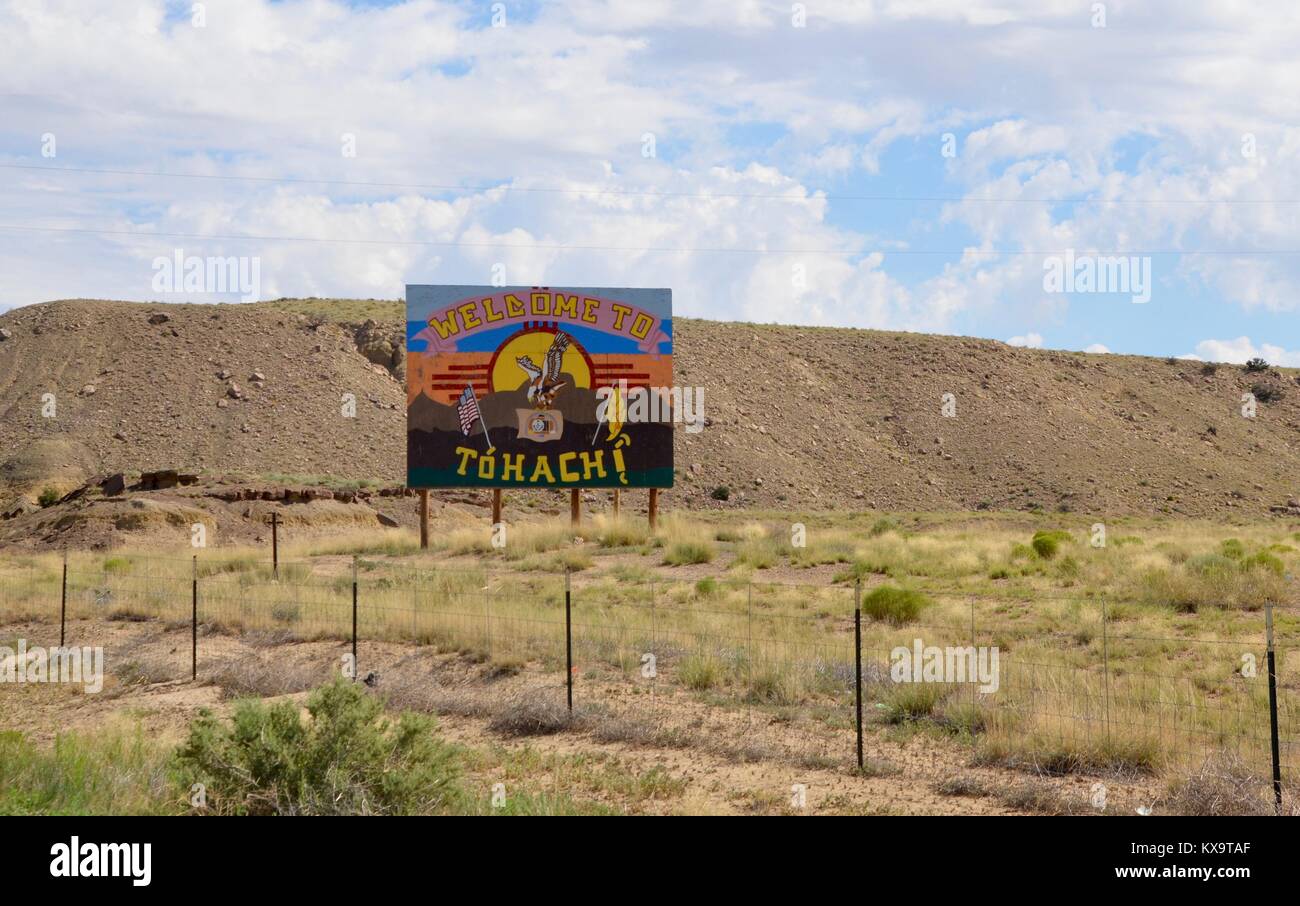 welcome to tohachi navajo indian reservation new mexico sign Stock ...