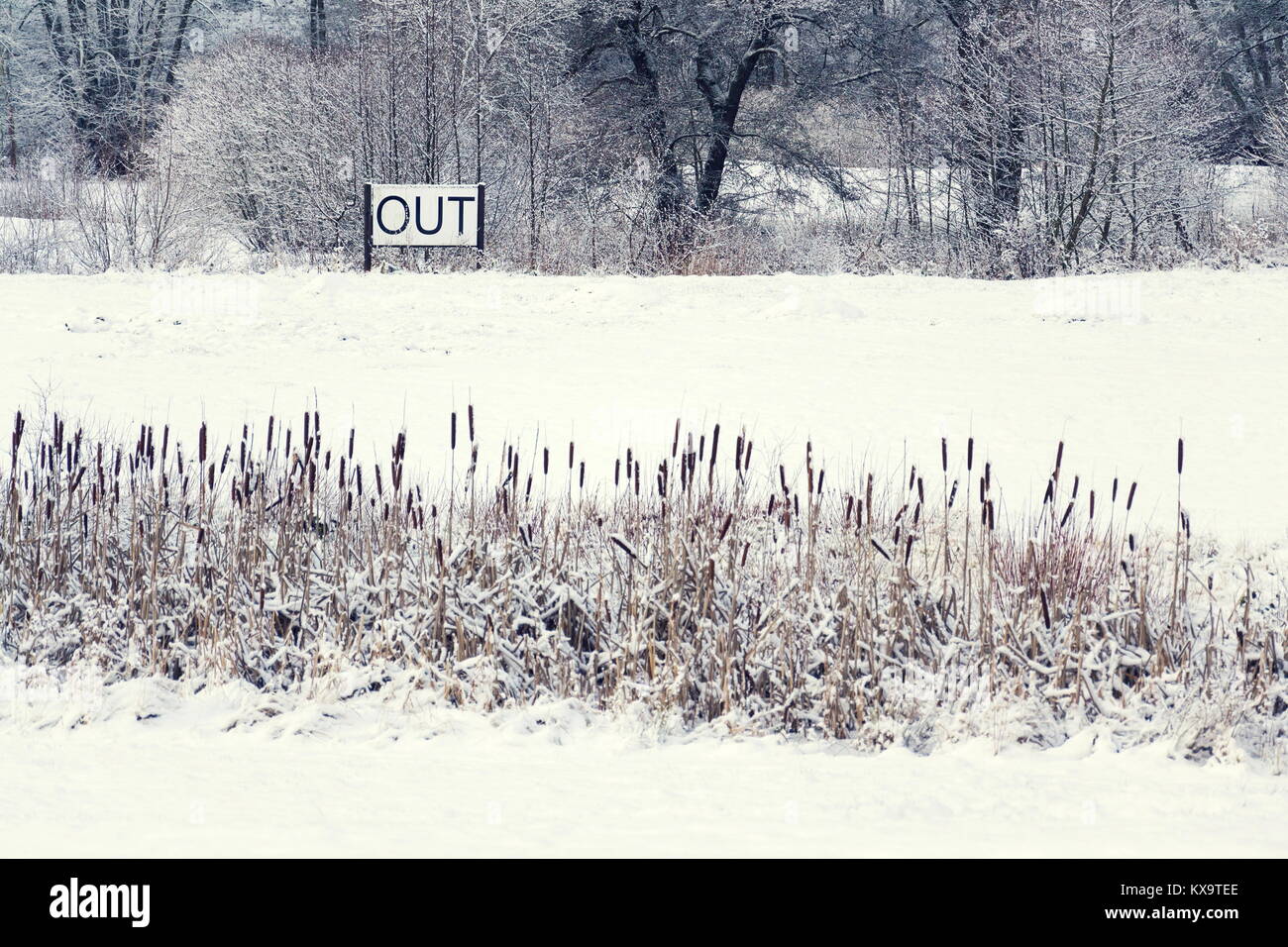 Out sing in snowy landscape, Hello spring, goodbye winter concept Stock ...