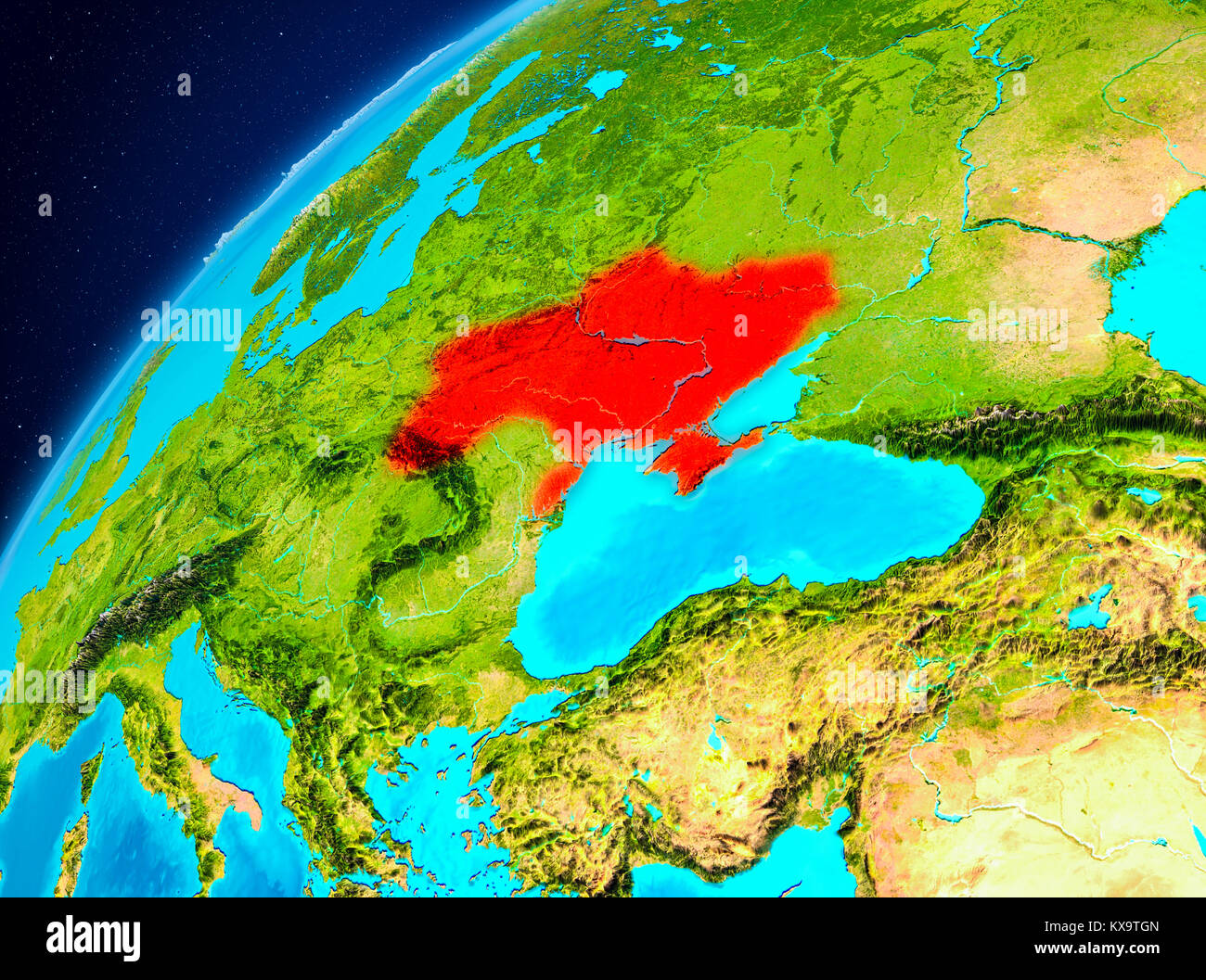 Map ukraine highlighted in red hi-res stock photography and images - Alamy