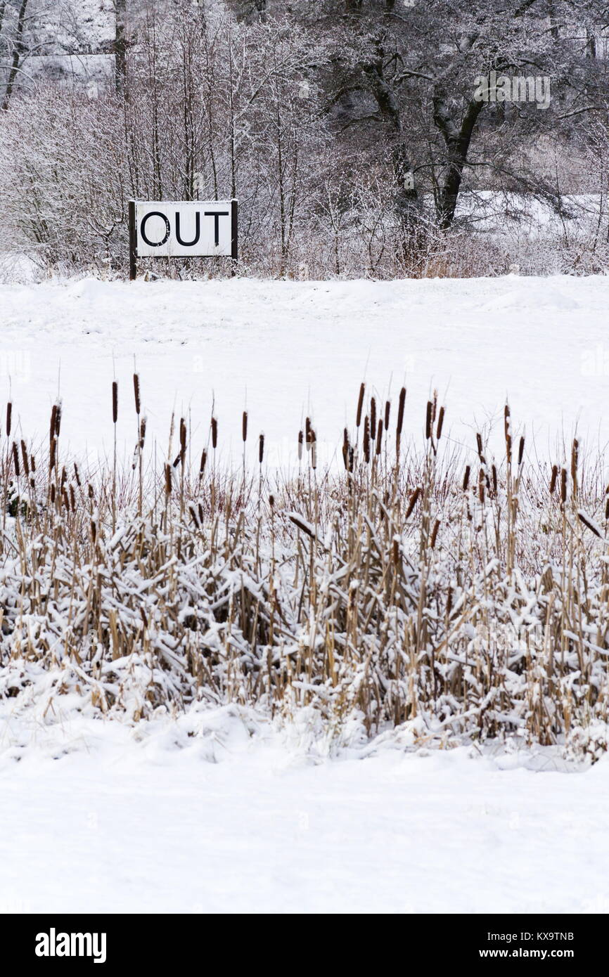 Out sing in snowy landscape, Hello spring, goodbye winter concept Stock ...