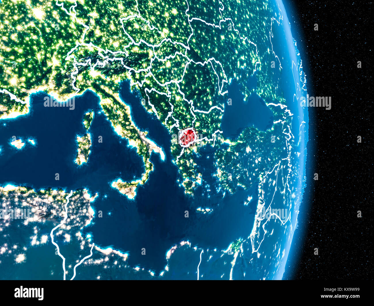 Highlighted satellite image of macedonia hi-res stock photography and ...