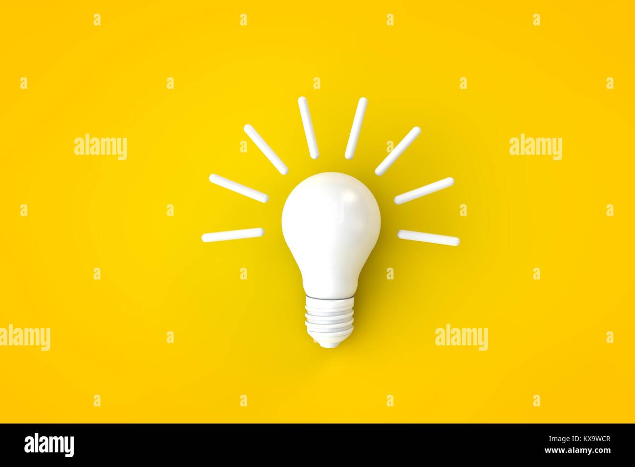 White lightbulb against a yellow background, bright idea concept. 3D rendering Stock Photo - Alamy