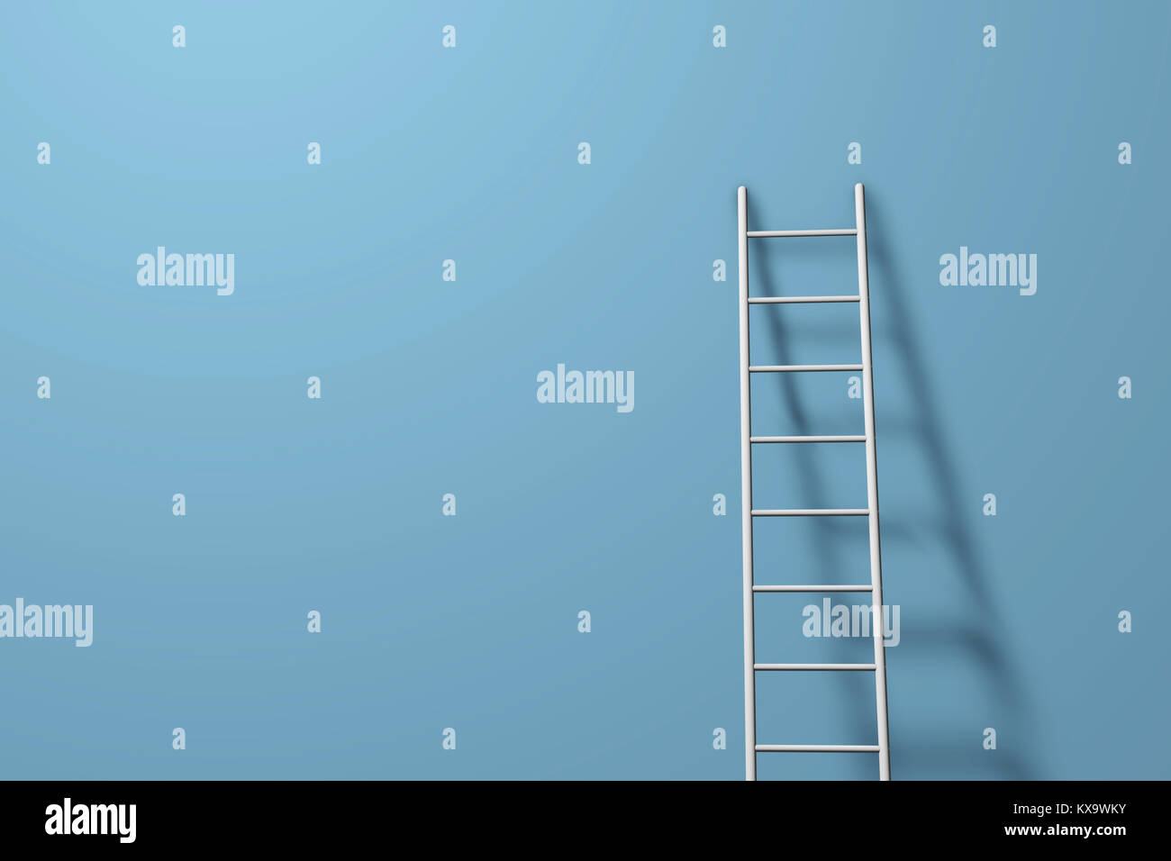 Step ladder against a wall. Growth, future, development concept. 3D ...