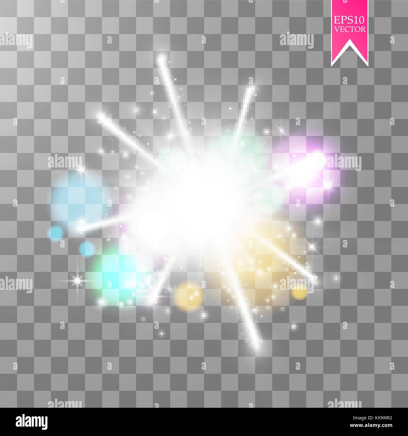 Colorful firework explosion on transparent background. White, gold and ...