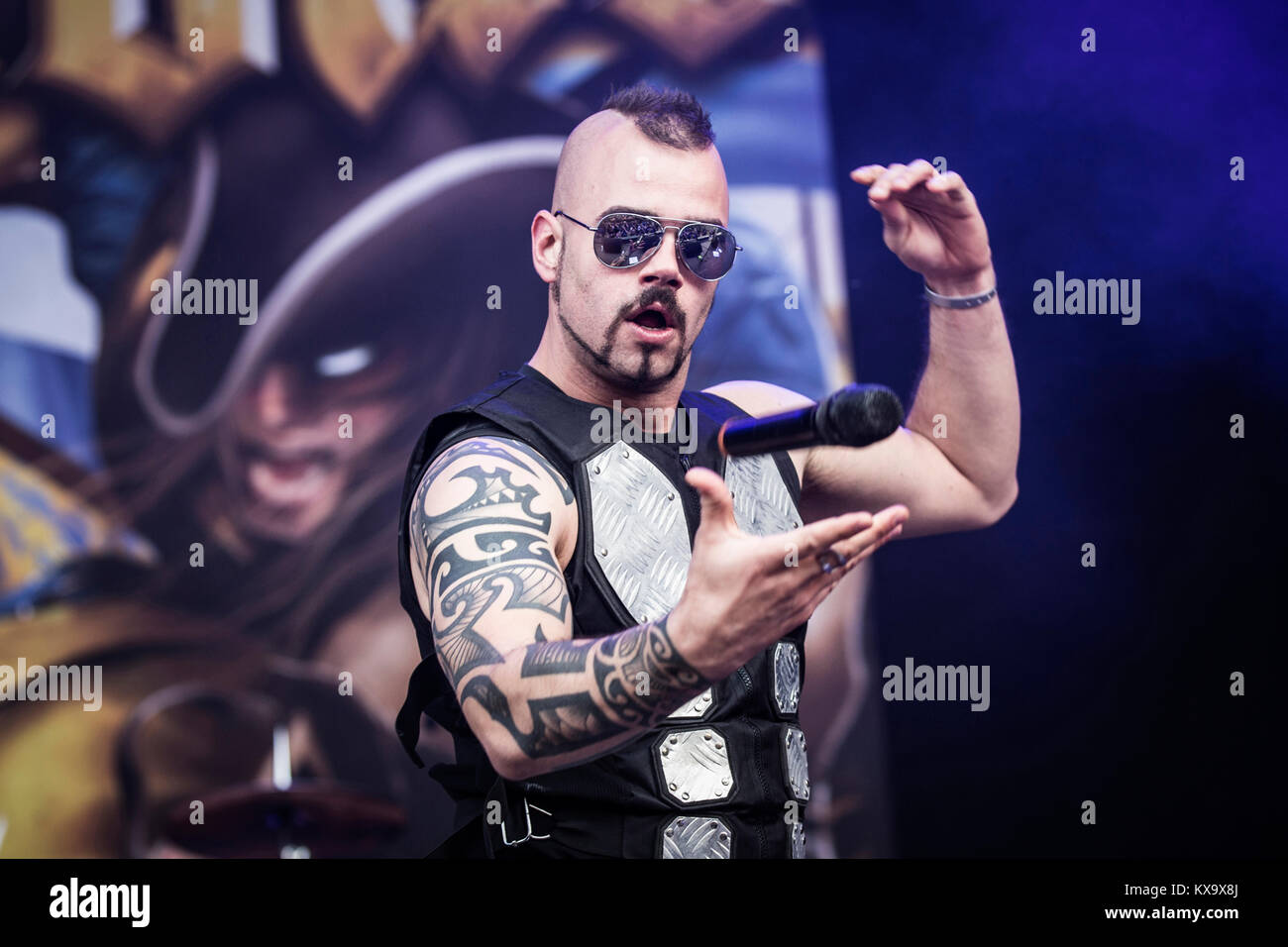 The Swedish heavy and power metal band Sabaton performs a live concert ...