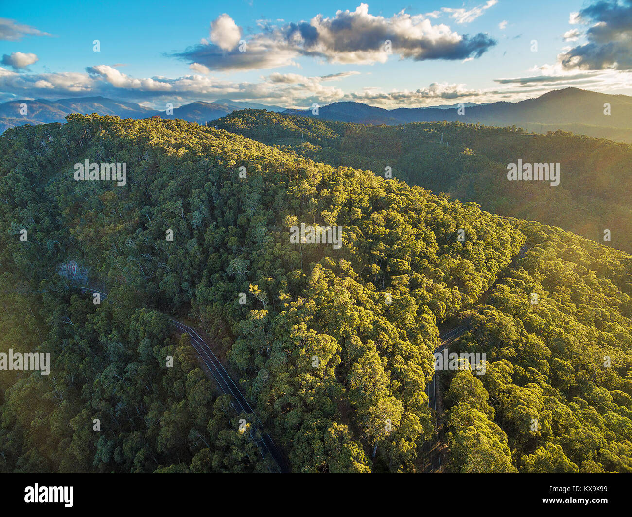 Aerial view of Australian Alps at sunset Stock Photo - Alamy
