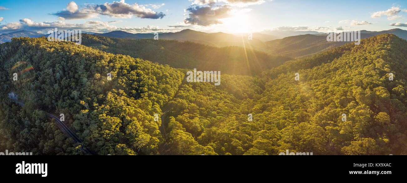 Aerial panorama of Australian Alps at sunset Stock Photo - Alamy