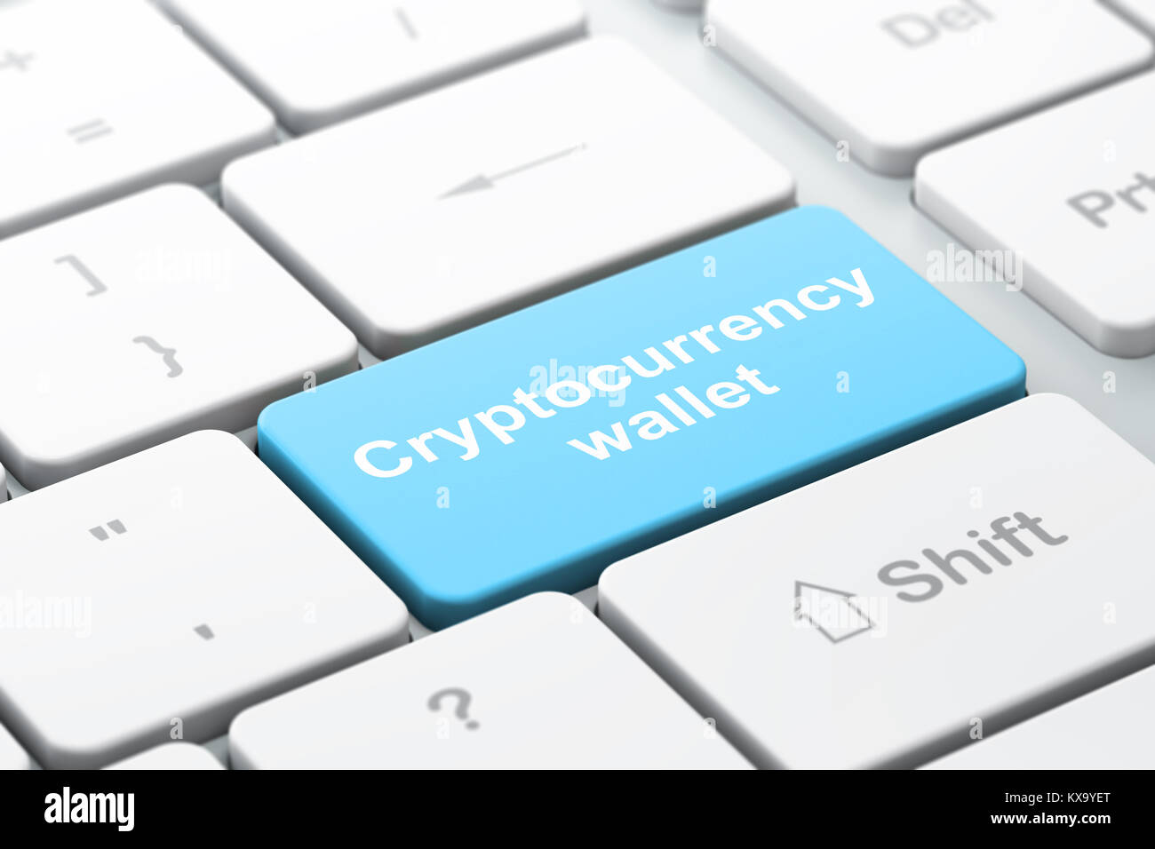 Blockchain concept: Cryptocurrency Wallet on computer keyboard ...