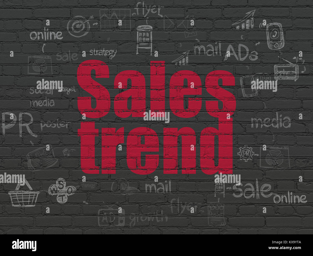 Advertising concept: Sales Trend on wall background Stock Photo - Alamy