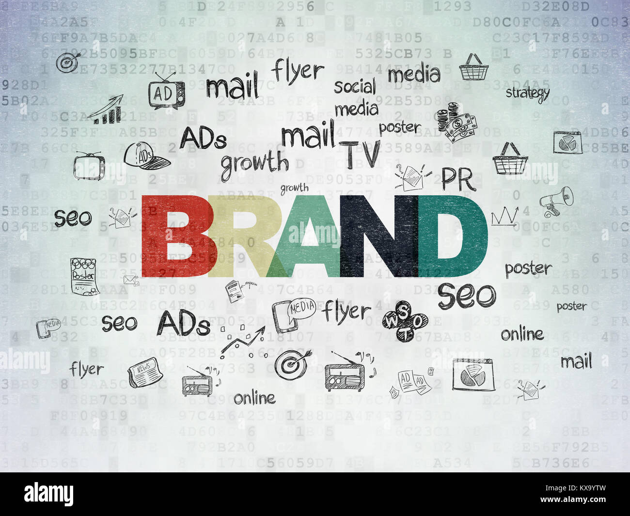 Advertising concept: Brand on Digital Data Paper background Stock Photo ...