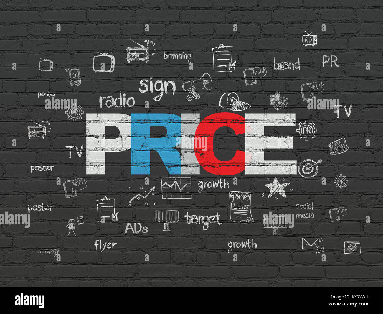 Marketing concept: Price on wall background Stock Photo - Alamy
