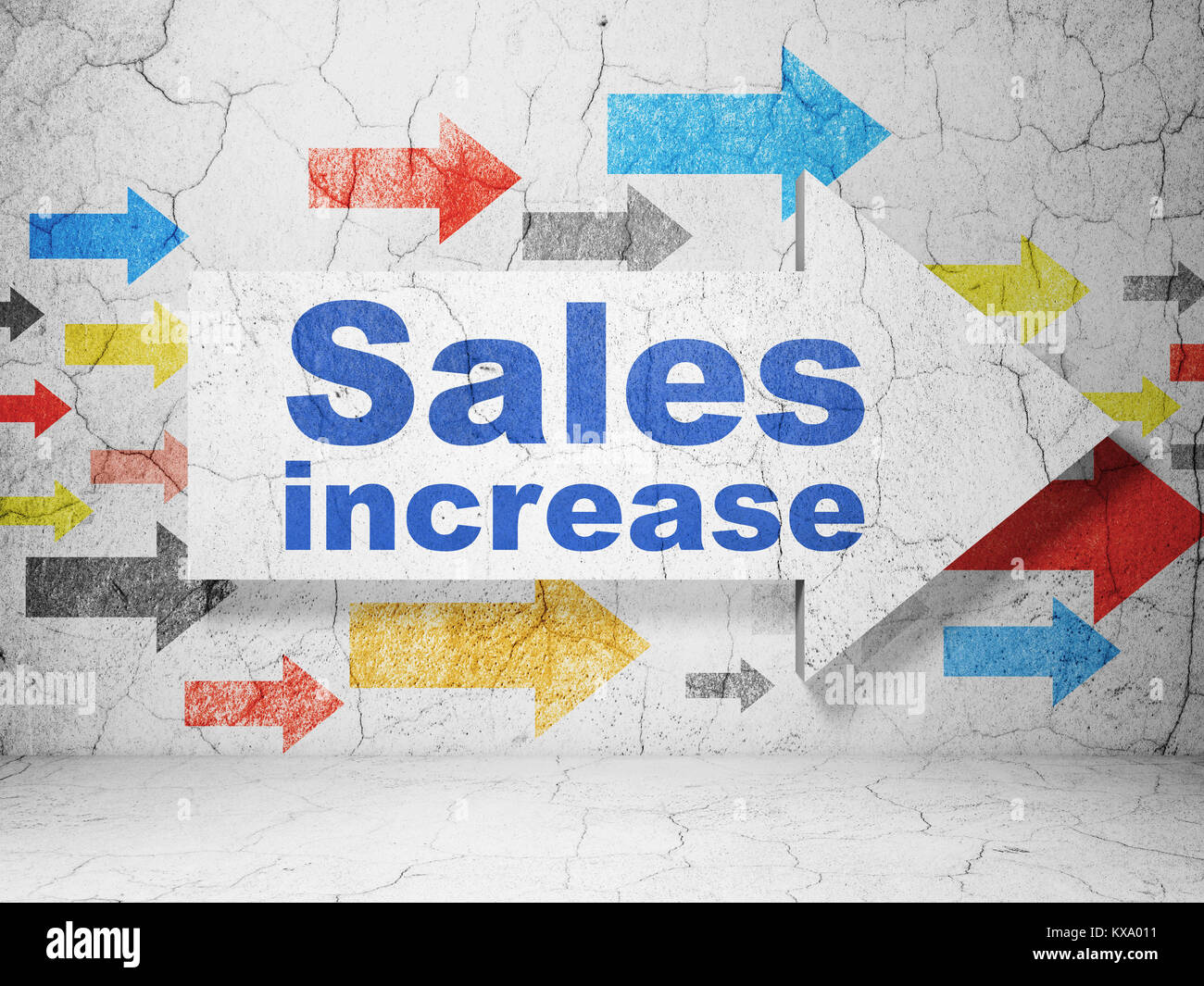 Marketing concept: arrow with Sales Increase on grunge wall background ...