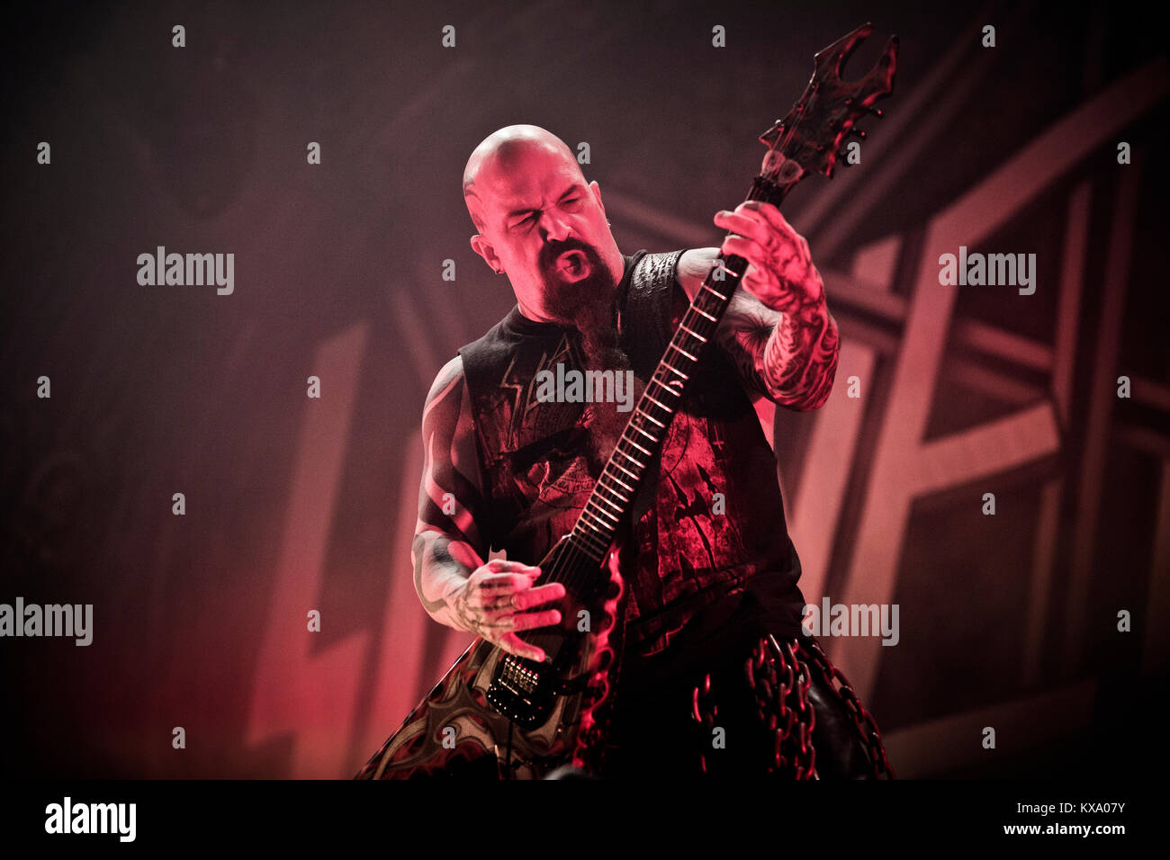 The American trash metal band Slayer performs a live concert at the ...