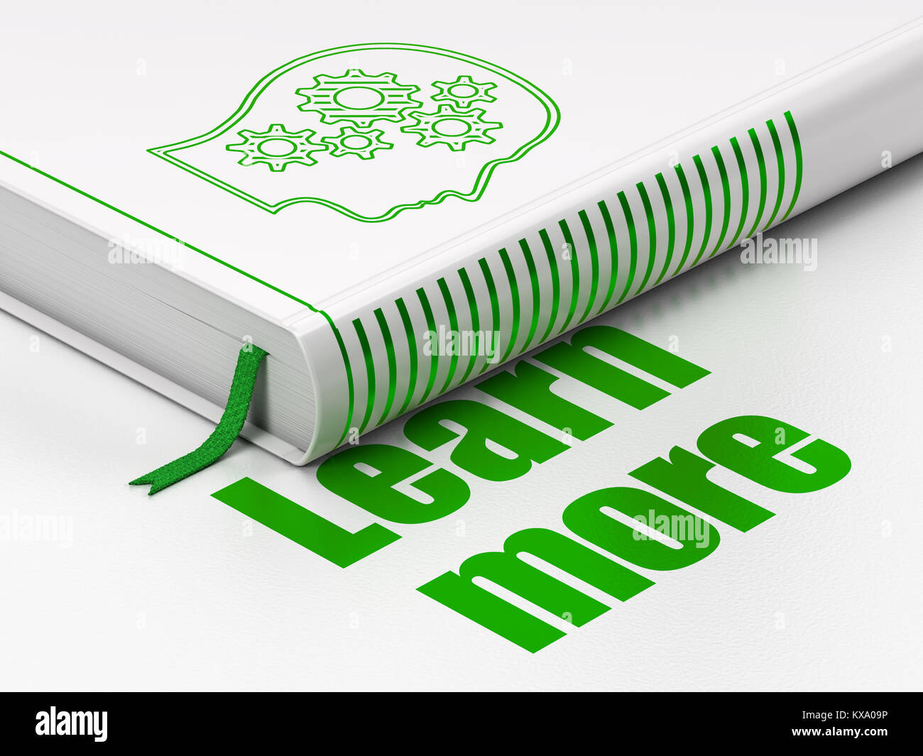 Education concept: book Head With Gears, Learn More on white background ...