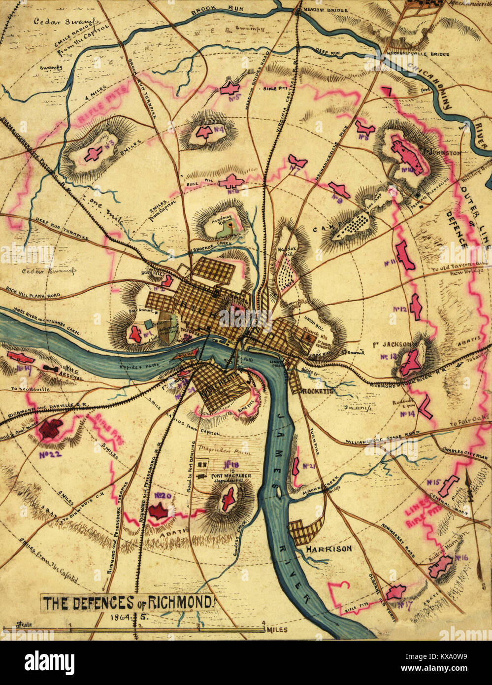 Map of 1st and 2nd Bull Run battles Stock Photo - Alamy