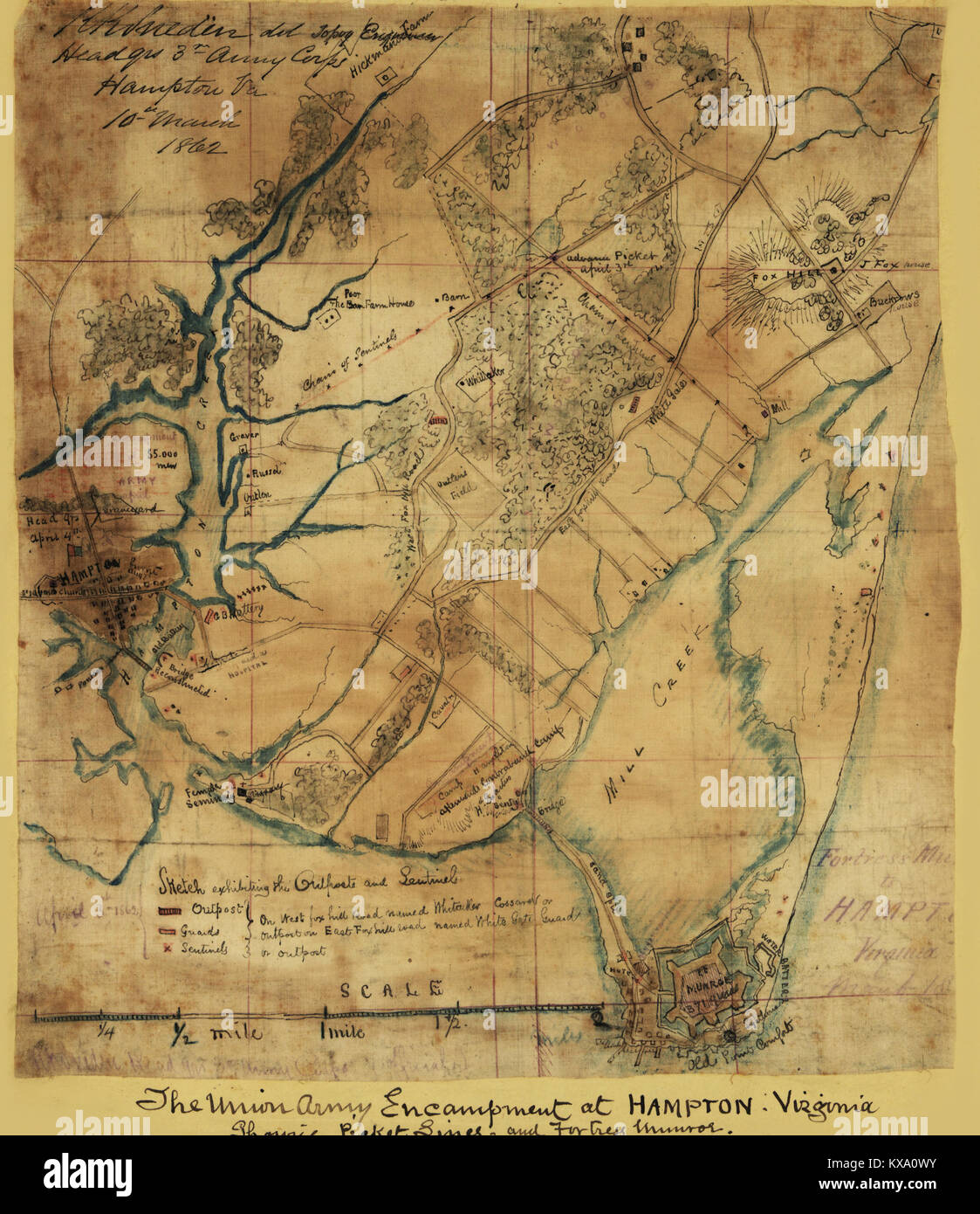 Official map of the Union works in front of Yorktown, Va Stock Photo ...