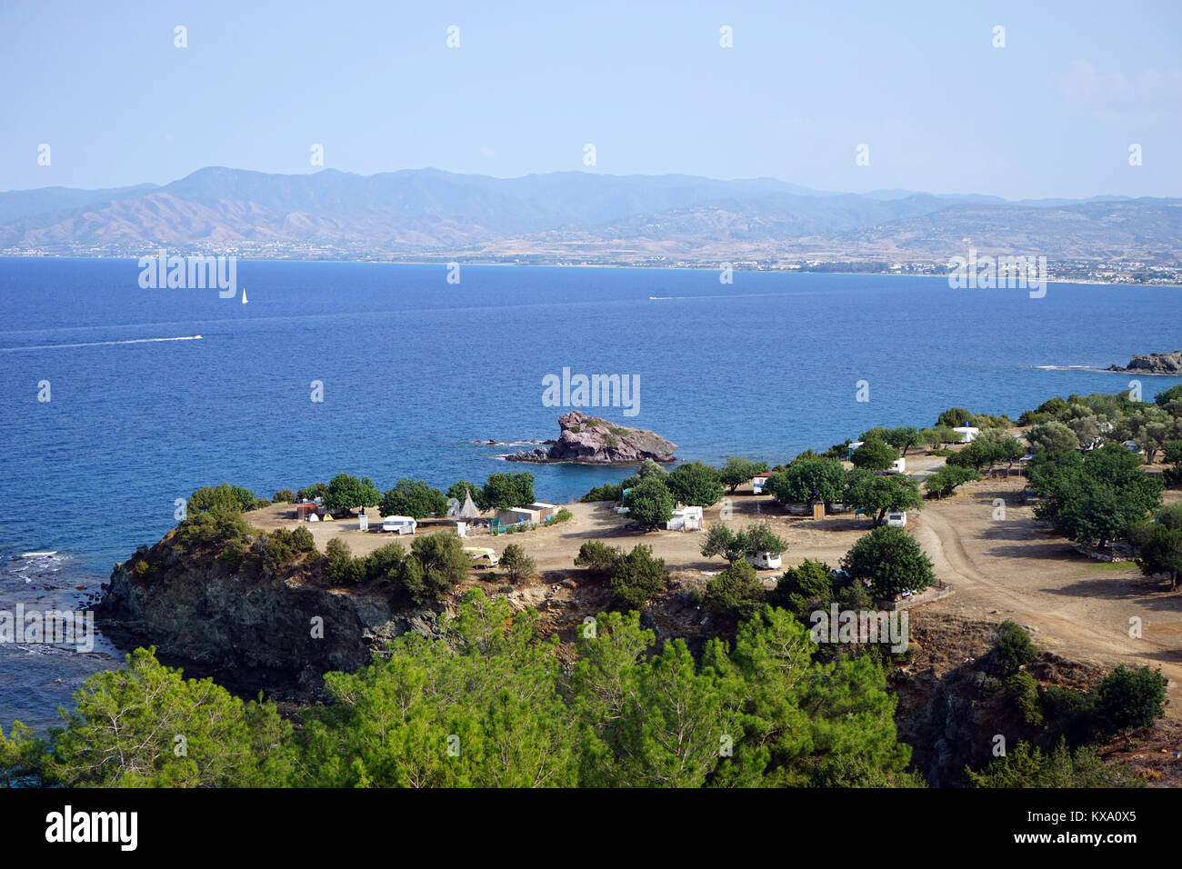 POLIS, CYPRUS - CIRCA OCTOBER 2017 Camping ground on tha Akamas ...
