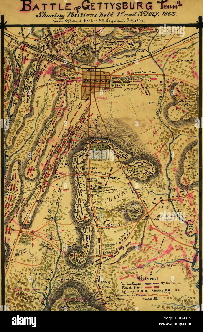 Battle of gettysburg map hi-res stock photography and images - Alamy