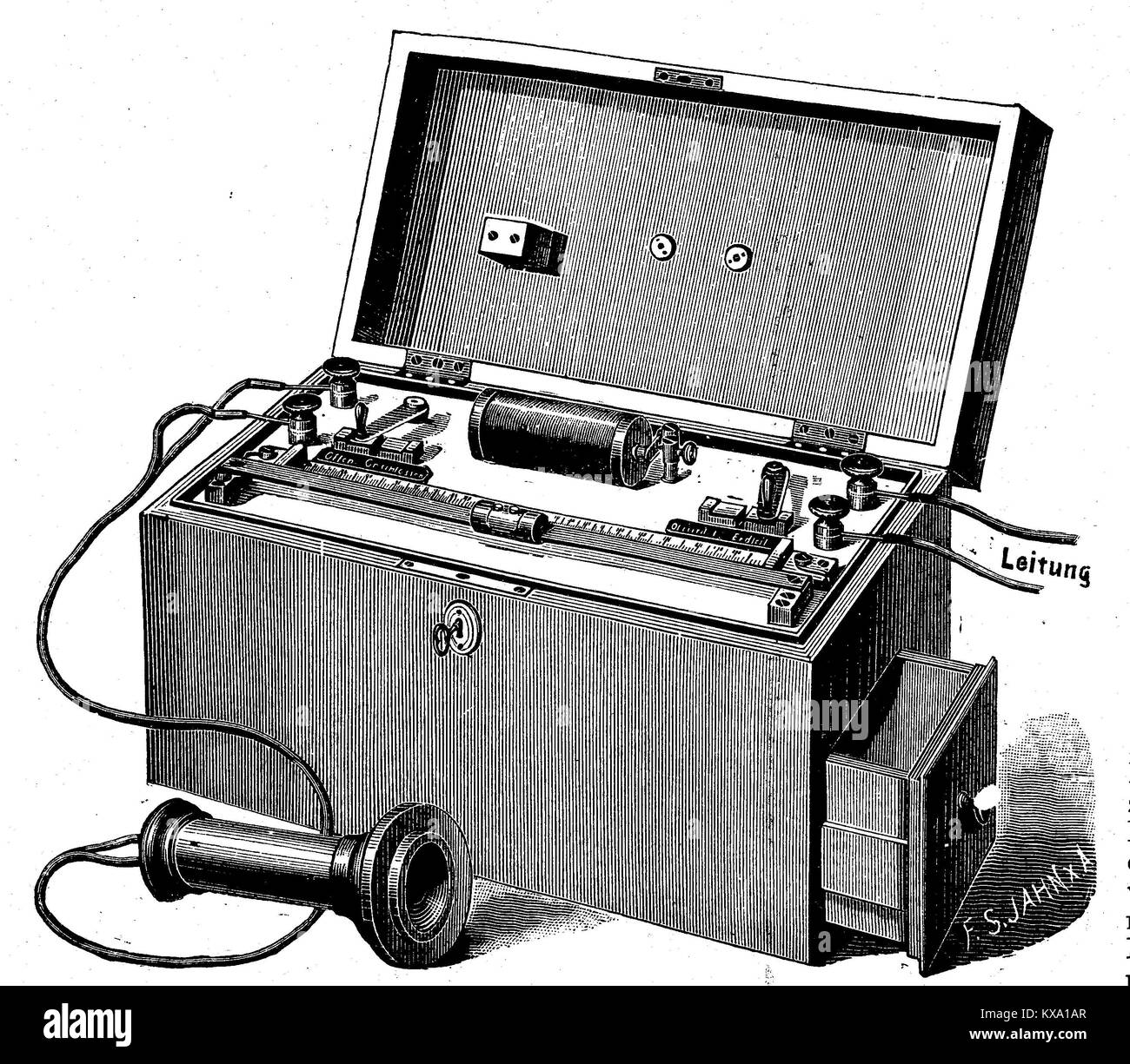 Illustration of an apparatus for testing lightning conductors by Meiser ...