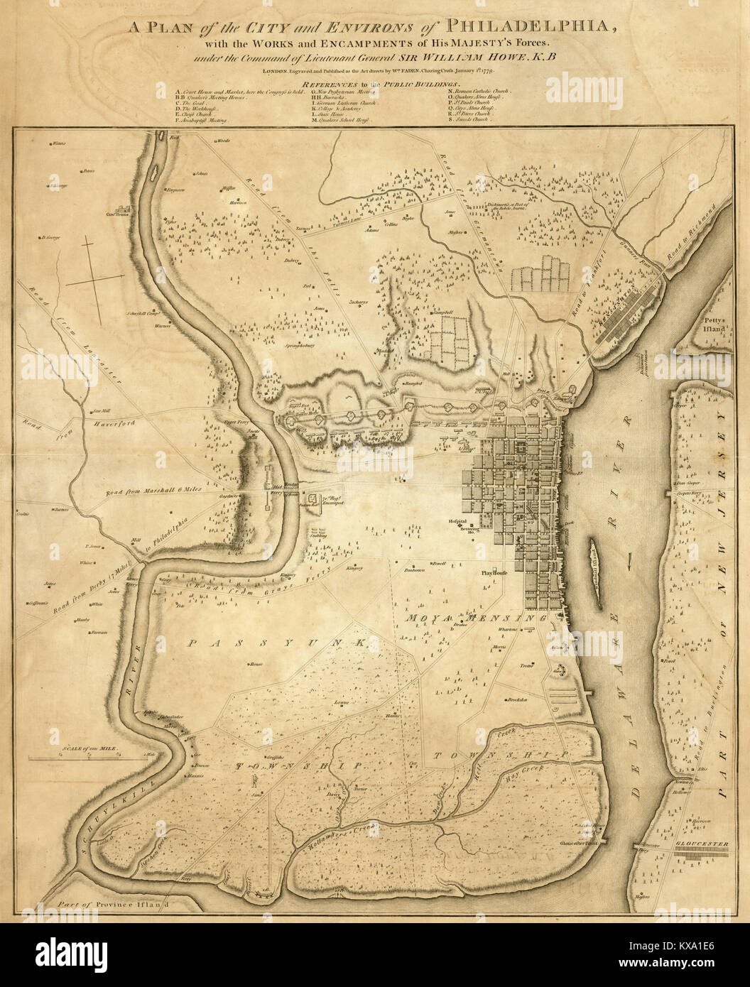 Plan of city and environs of Philadelphia, 1779 Stock Photo - Alamy