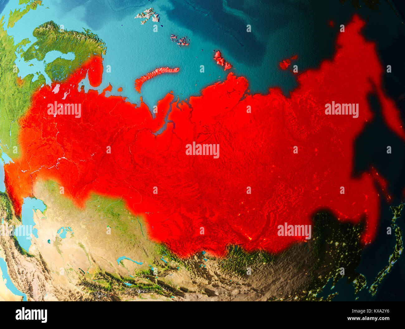 Highlighted satellite image of russian hi-res stock photography and ...