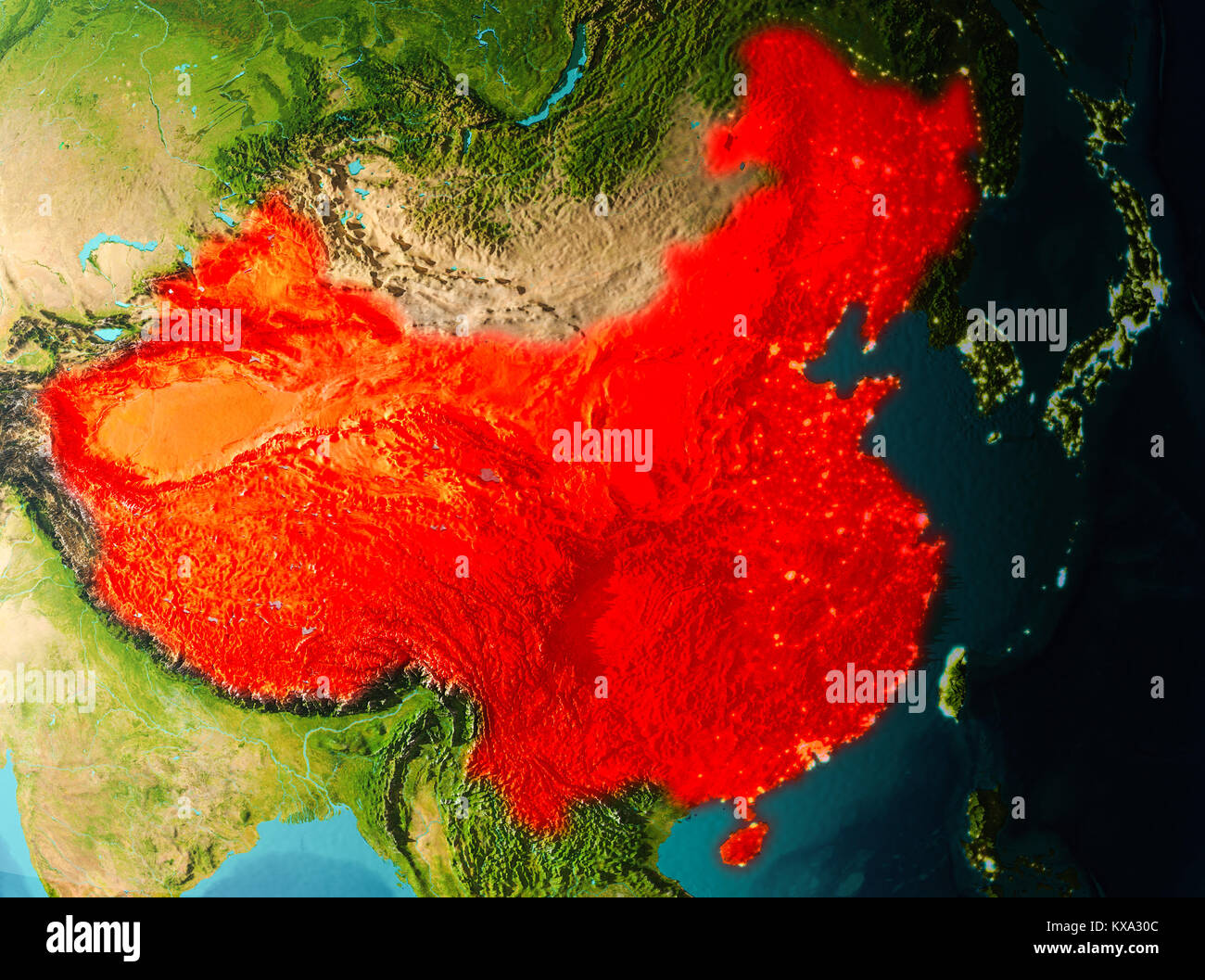 Highlighted satellite image of china hi-res stock photography and ...