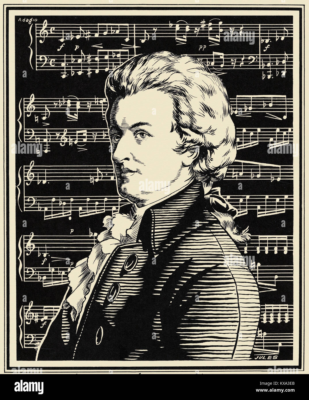 Mozart over a score Stock Photo - Alamy