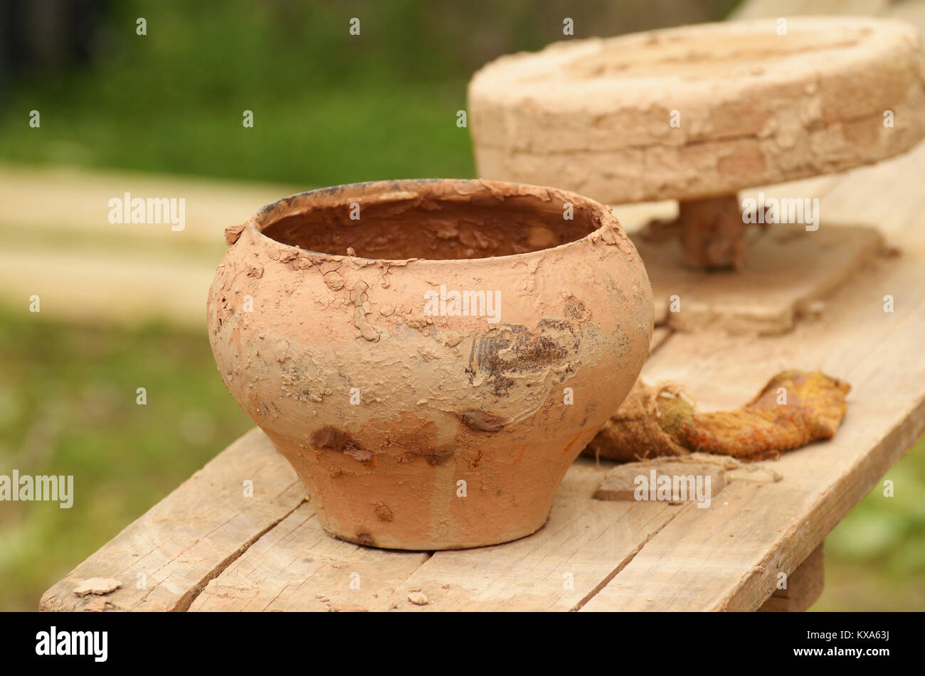 Artisanal pottery.made utensils for food from clay Stock Photo - Alamy