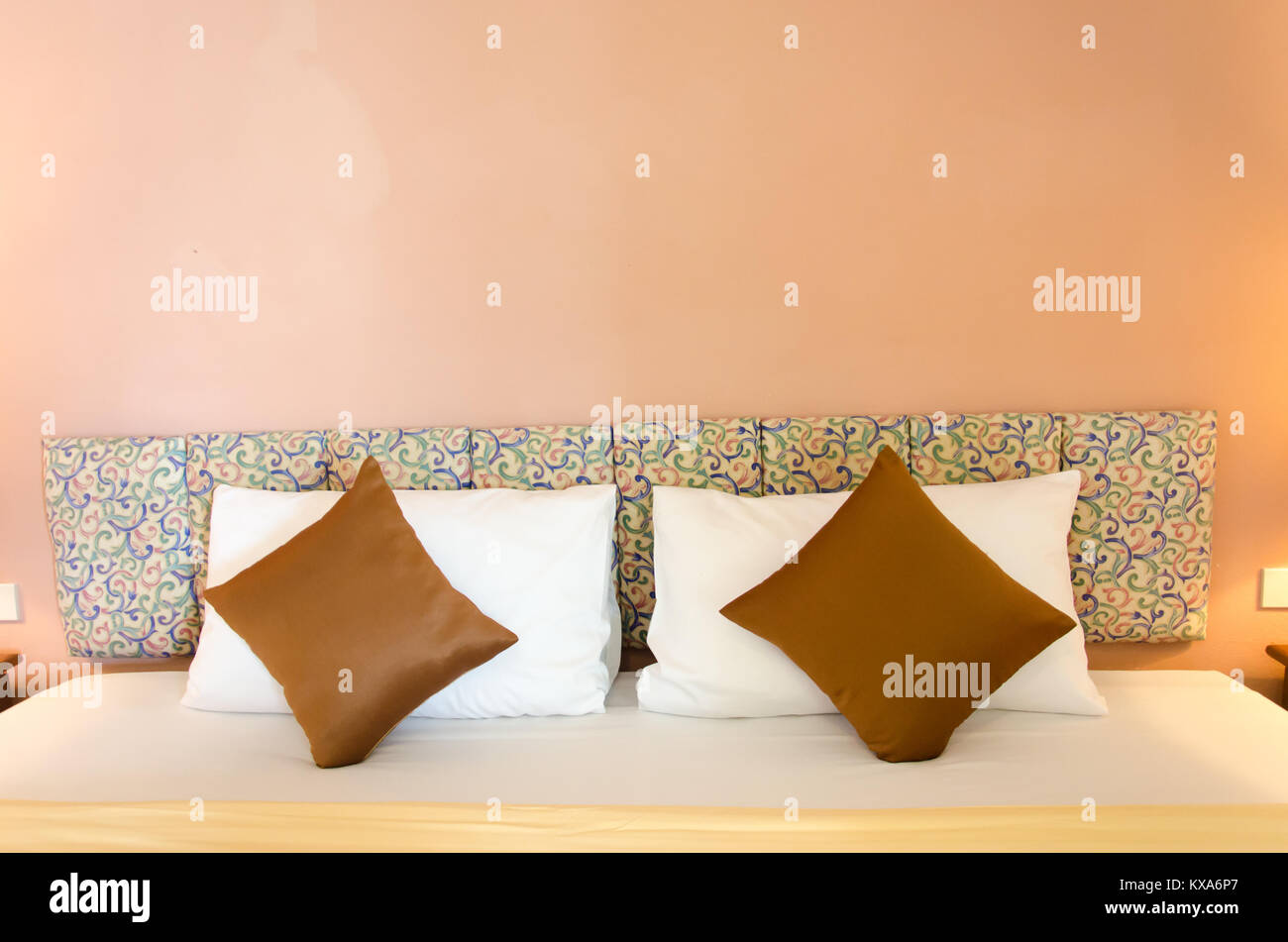 The cushions on the bed, bedroom interior luxury Stock Photo - Alamy