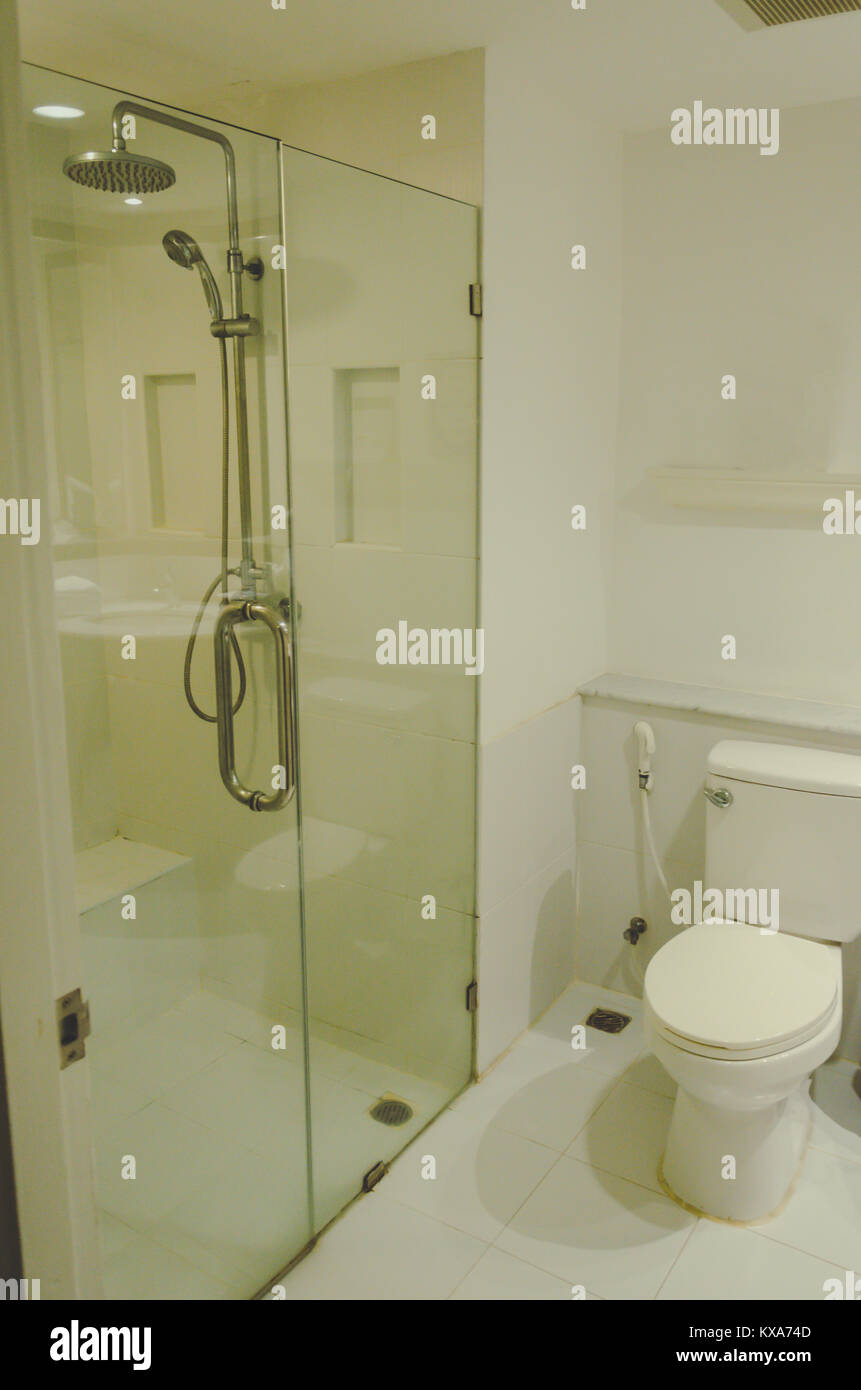Modern luxury flush toilet and shower Stock Photo - Alamy