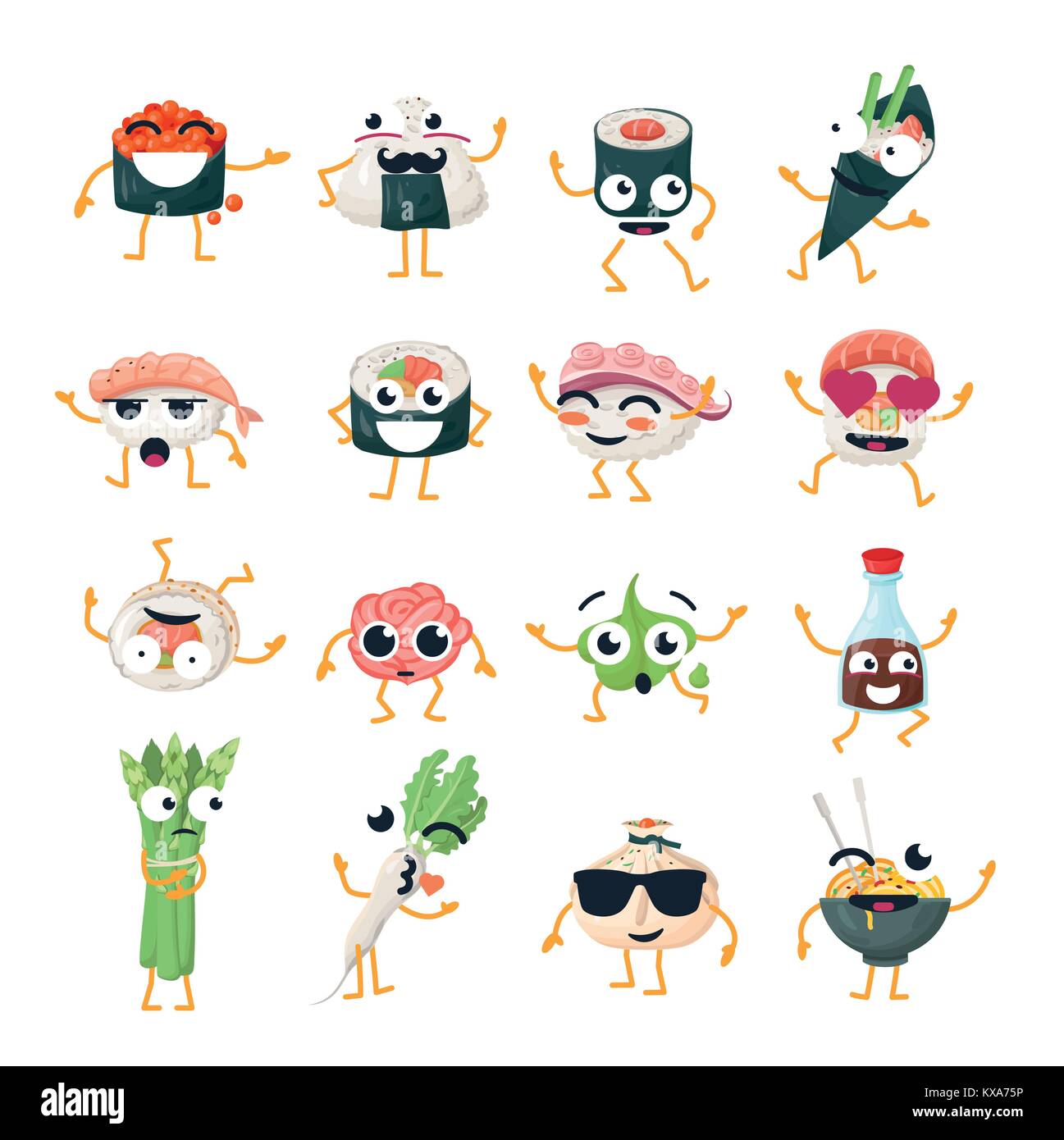 Cartoon illustration funny sushi roll hi-res stock photography and ...