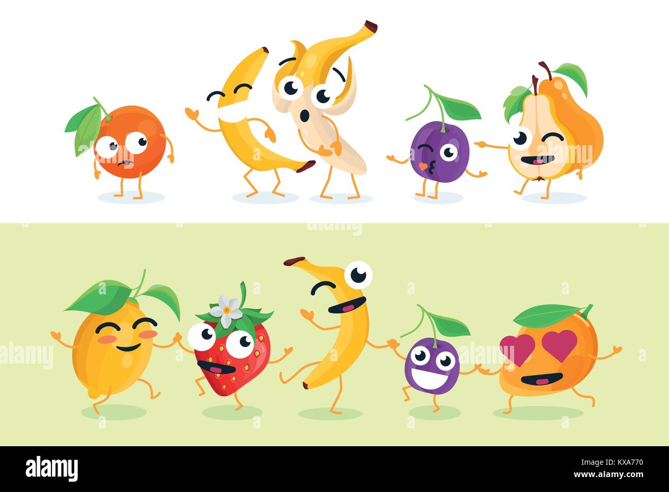 Funny fruit - set of vector isolated characters illustrations Stock ...