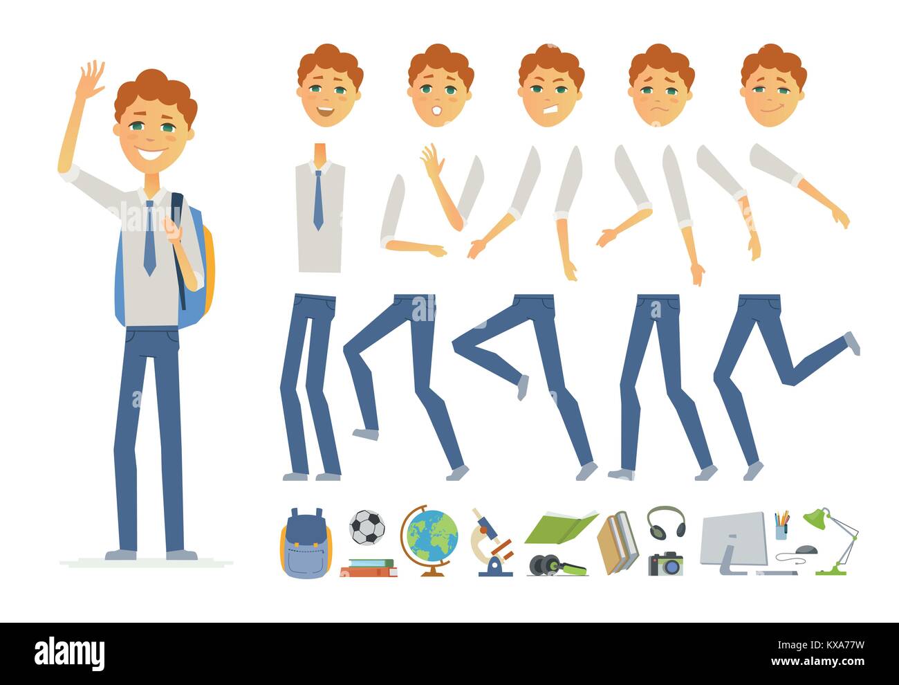 Schoolboy in uniform - vector cartoon people character constructor ...