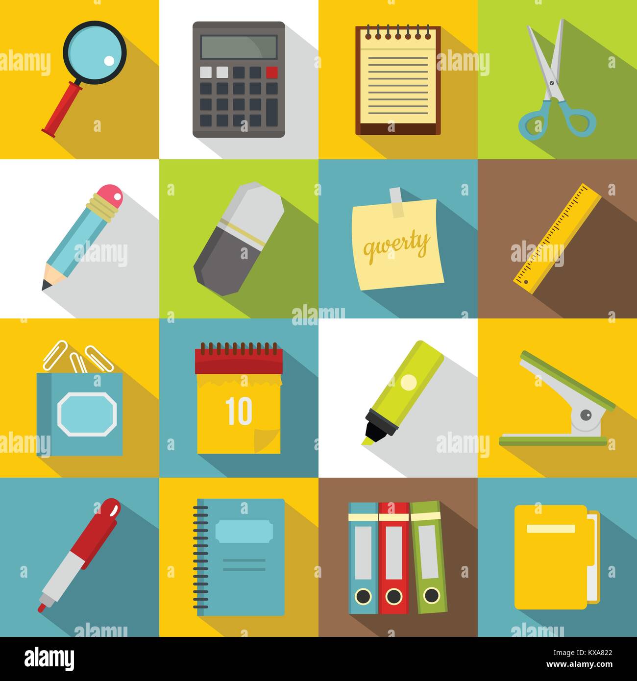 Stationery symbols icons set, flat style Stock Vector Image & Art - Alamy