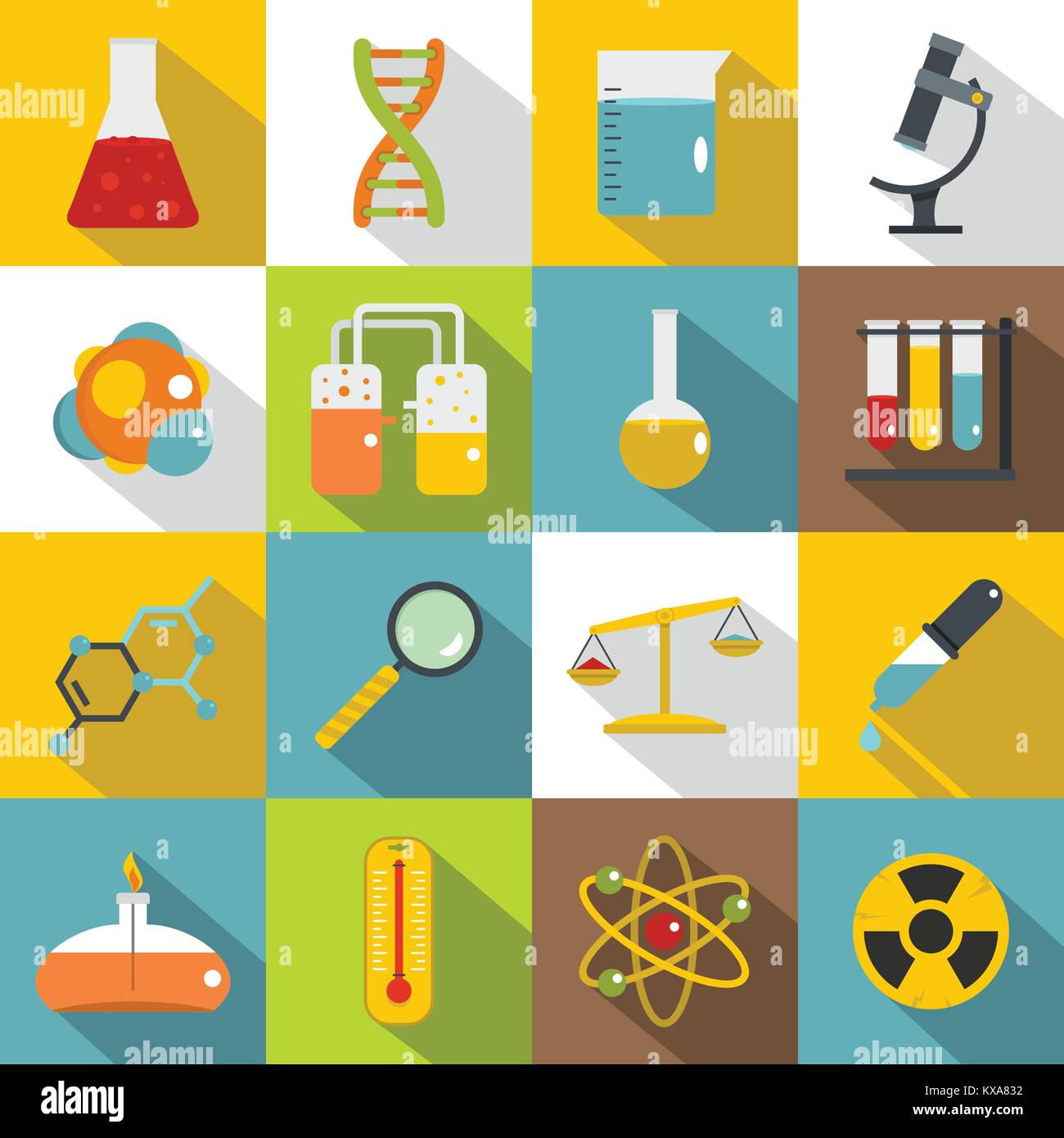 Chemical laboratory icons set, flat style Stock Vector Image & Art - Alamy
