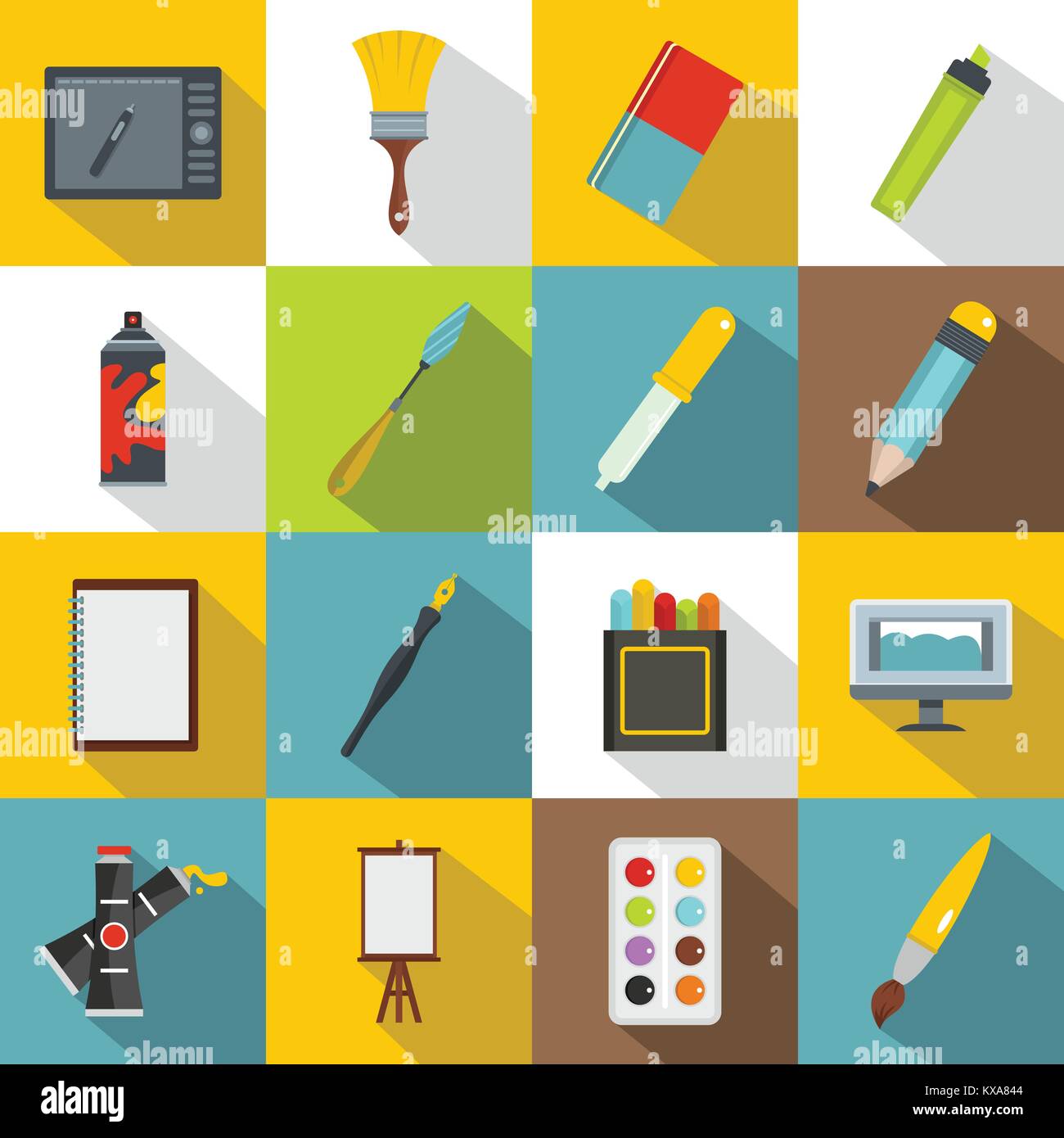 Design and drawing tools icons set, flat style Stock Vector Image & Art ...